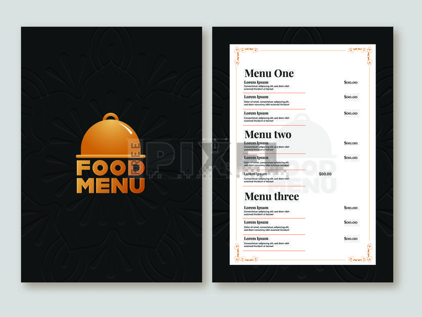 Free Vectors - Food Menu Card Template With Double-Sides In Black And ...
