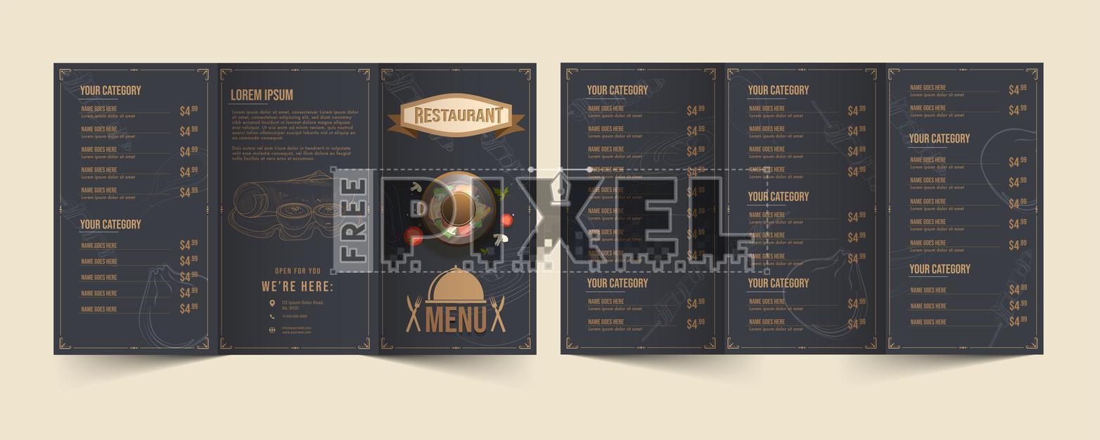 Free Vectors - Front And Back View Of Restaurant Menu Card With Veggie ...
