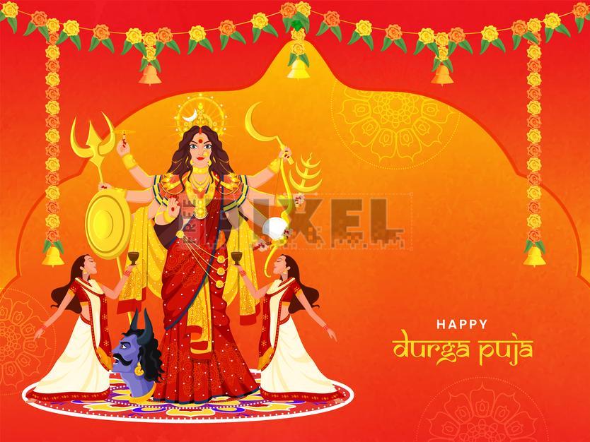 Free Vectors - Happy Durga Puja Celebration Background With Hindu ...