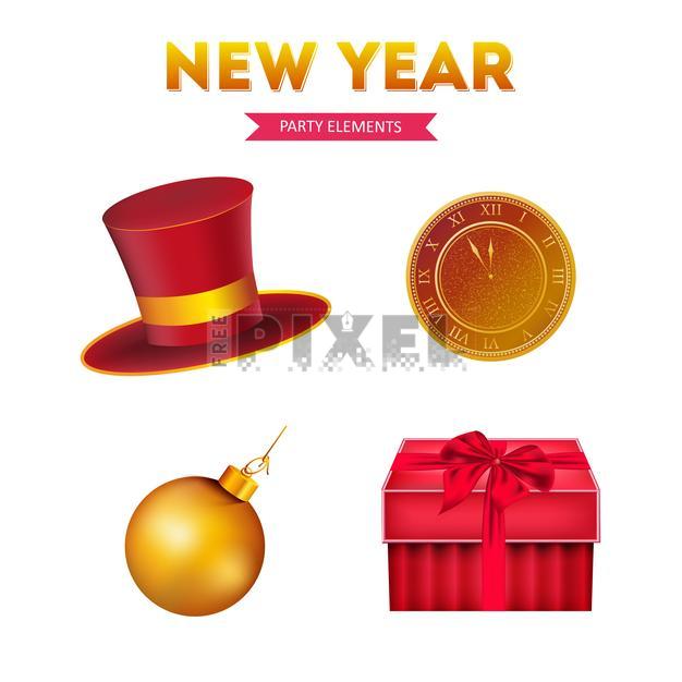 Free Vectors - Happy New Year, Realistic Elements. | FreePixel.com