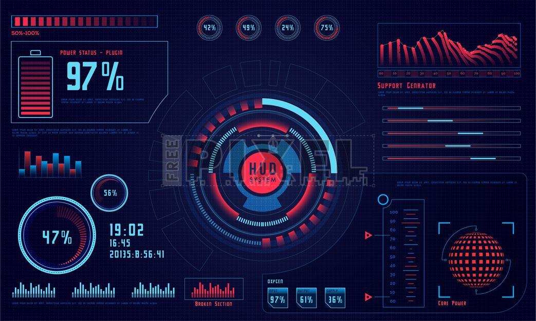 Free Vectors - HUD UI For Business App. | FreePixel.com