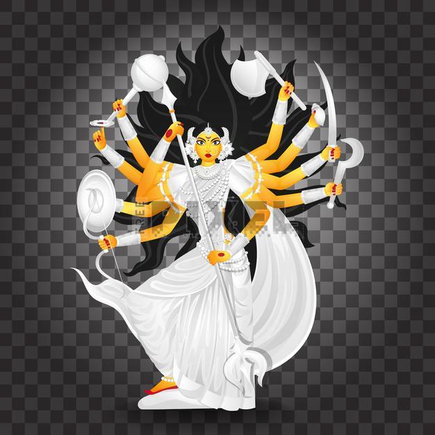 Free Vectors - Illustration Of Goddess Durga Maa On Black Png ...