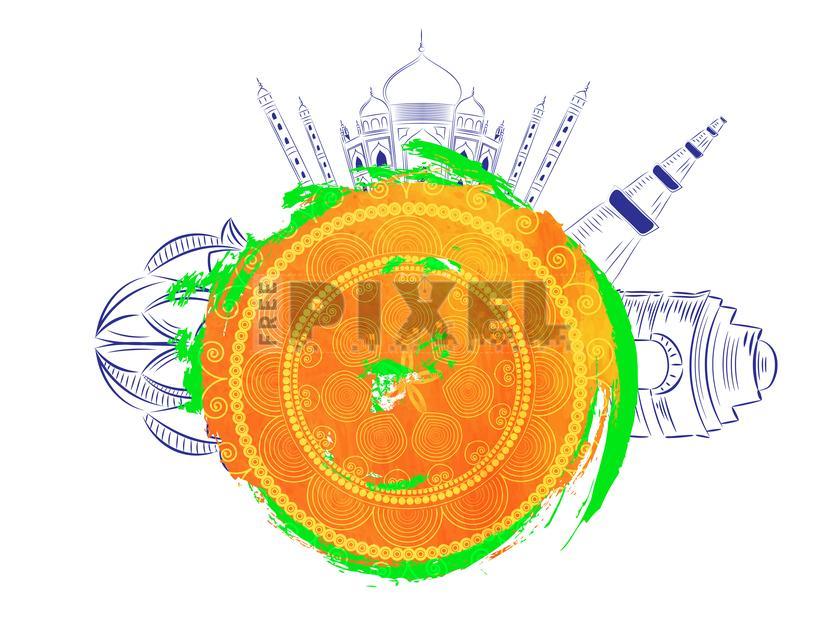 Free Vectors - Incredible India, Line Art Illustration Of Indian Famous ...