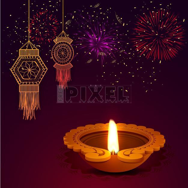 Free Vectors - Indian Festival Of Lights Celebration Background With ...