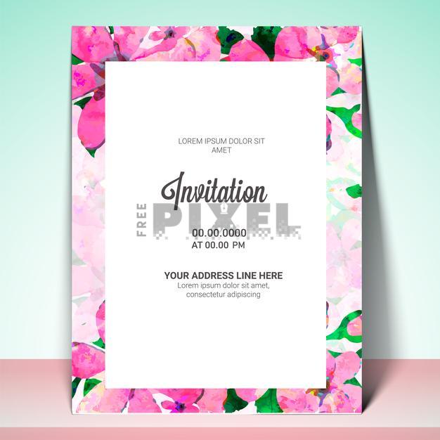 Free Vectors - Party Invitation Card Template Layout With Pink ...