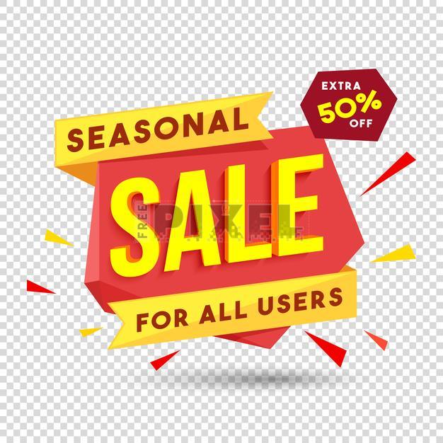 Free Vectors - Seasonal Sale Paper Banner Or Tag Design On Transparent ...