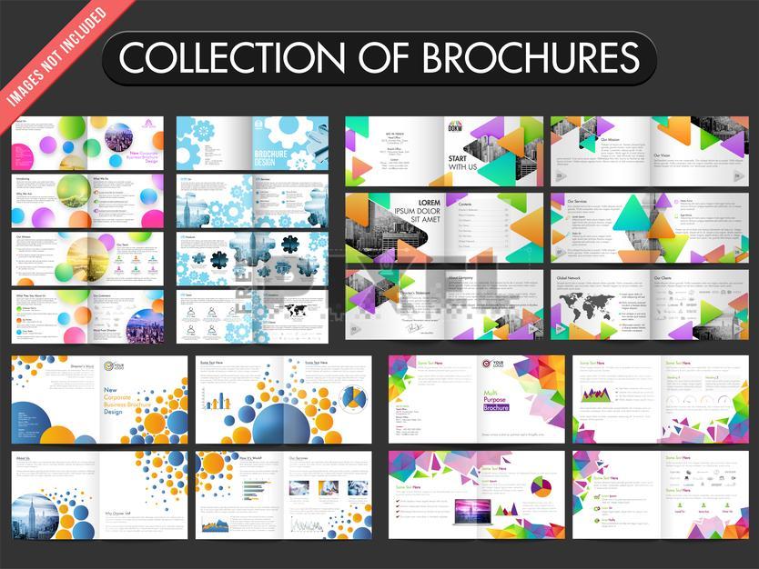 Free Vectors - Set Of 5 Multiple Pages Brochures With Cover Page Design ...