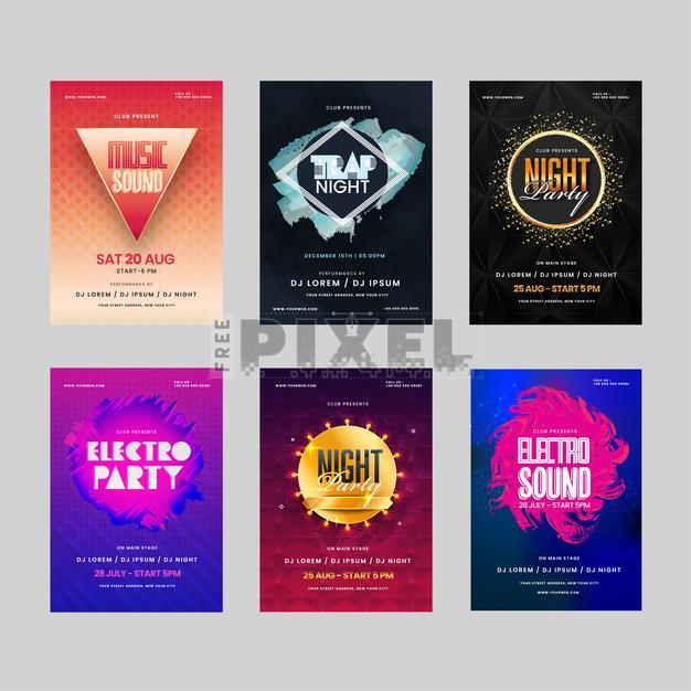 Free Vectors - Set Of Party Invitation Card Template Layout With Event ...