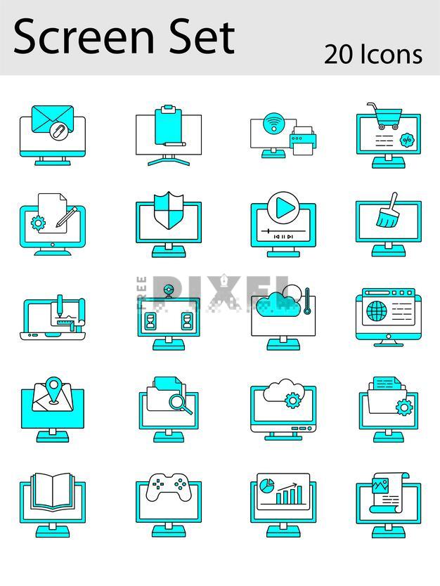 Free Vectors - Set Of Screen Icons Or Symbol In Cyan And White Color ...