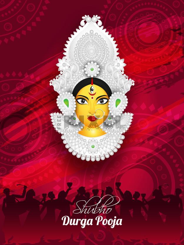 Free Vectors - Shubh Durga Pooja Festival Card Or Template Design With ...