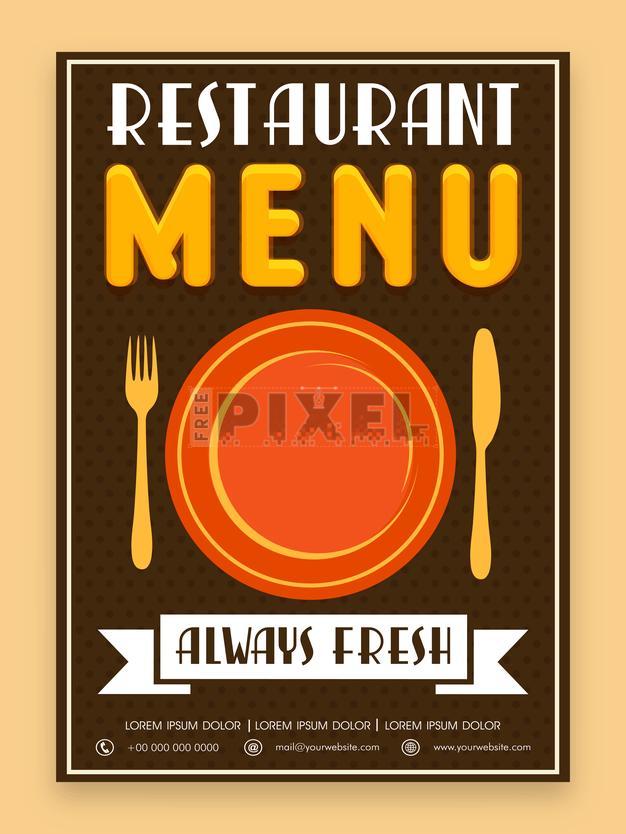 Free Vectors - Vintage Menu Card Design For Restaurant In Brown Color ...