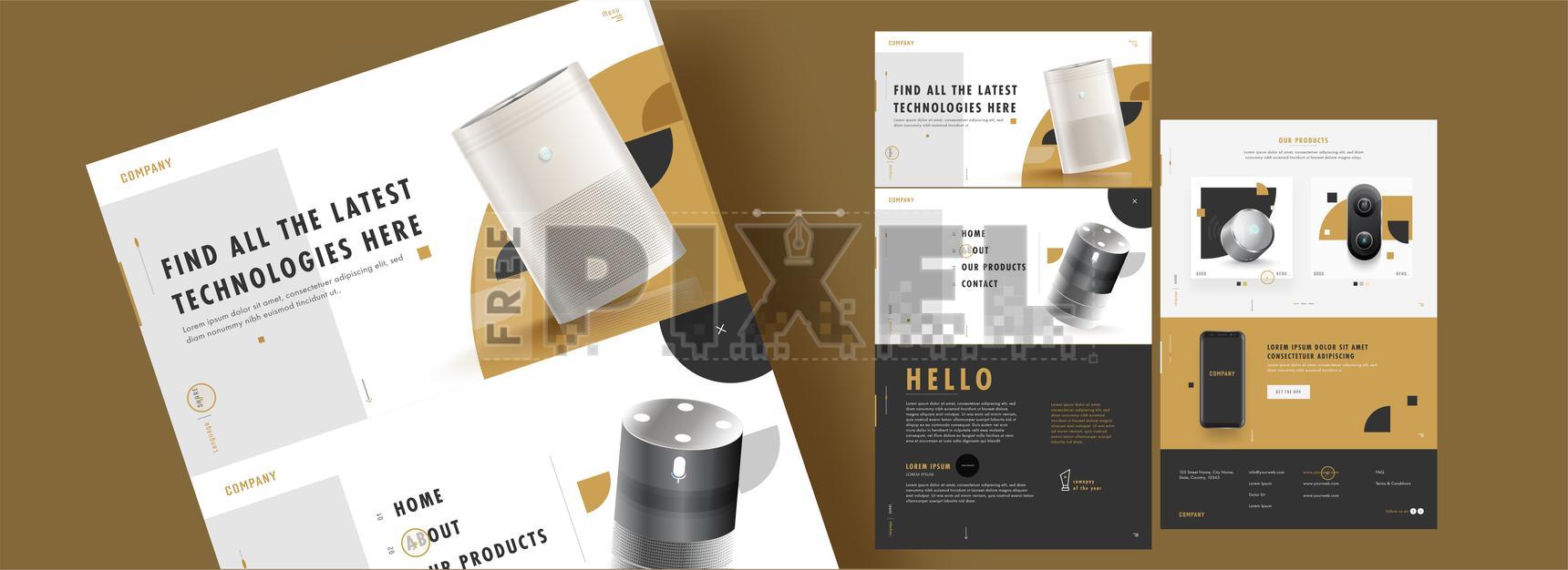 Free Vectors - Web Template Design With Realistic Electronic Products ...