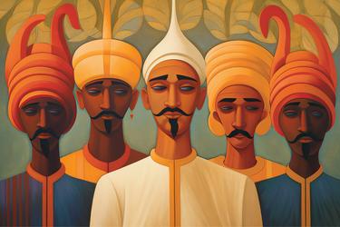 Free Illustrations - The Four Different Men Portraits | FreePixel.com
