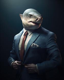 Human With Shark Head Shark Mask Big Head Mascot JAWS