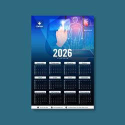 Free Vectors - 2026 Healthcare Wall Calendar Design In Blue Color With ...